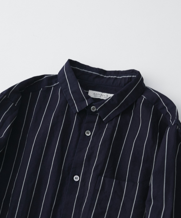 Cotton Linen Indigo Stripe Weather Cloth Shirt｜nest Robe International ...